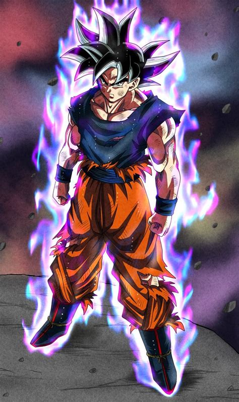 The Dragon Ball Character Is Standing In Front Of A Purple And Blue