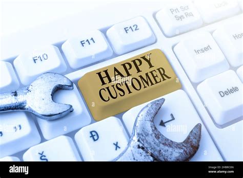 Writing Displaying Text Happy Customer Business Approach Highest Satisfaction Rate With The