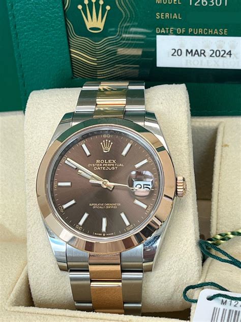 Rolex Datejust 41mm Chocolate Dial Oyster Two Tone Steel Rose Gold
