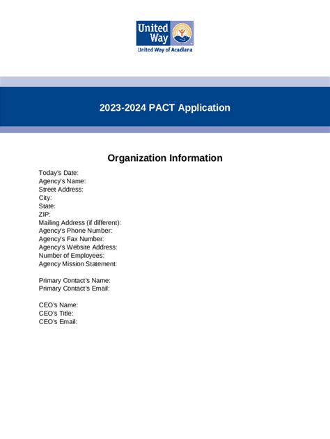 2023 2024 PACT Application Organization Ination Doc Template PdfFiller