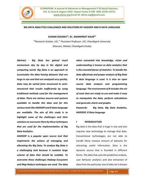 Pdf Big Data Analytics Challenges And Solutions By Hadoop And R Data