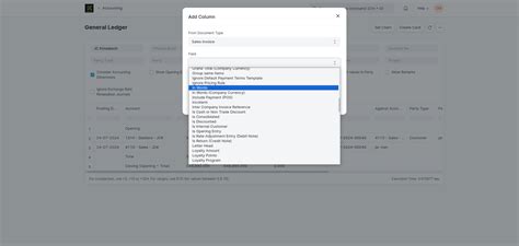 Missing Field On The Add Column In General Ledger Frappe Forum