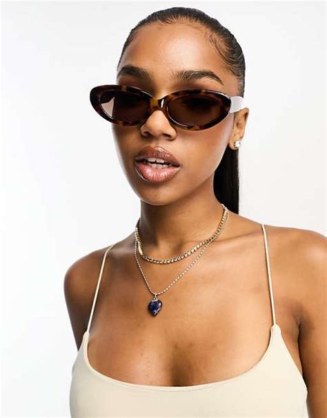 Asos Design Oval Sunglasses In Tort Asos