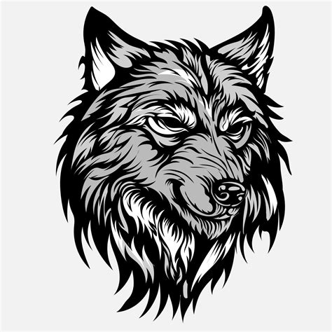 Head Ferocious Wolf Aggressive Roaring Outline Silhouette On A Black Background For Tattoos And