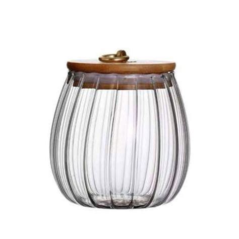 750ml Best Ribbed Glass Food Storage Jar With Bamboo Lid