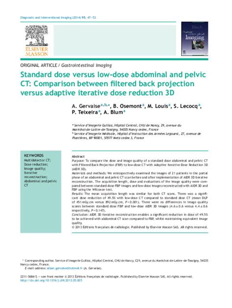 Pdf Standard Dose Versus Low Dose Abdominal And Pelvic Ct Comparison Between Filtered Back