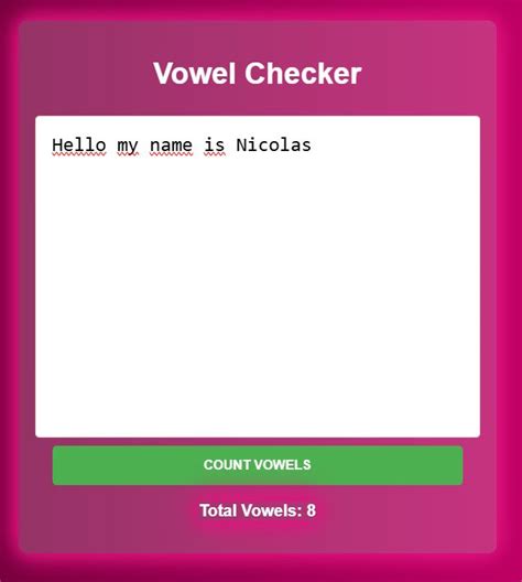 Vowel Checker Project Html Javascript Nicolas Sanfurgo