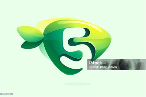 5 로고 환경 친화적 인 5 번 삼각형 화살표 모양에서 잘라낸 3d 사실적인 아이콘 녹색 잎이 있는 수채화 숲 에코 로고 3차원