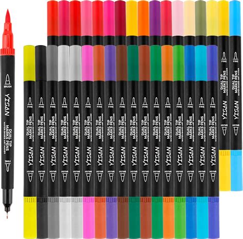 Amazon YISAN Dual Tip Brush Markers 36 Colors Drawing Pens Art