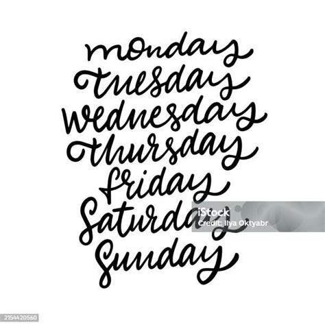Cursive Days Of The Week Illustration Perfect For Posters Prints And