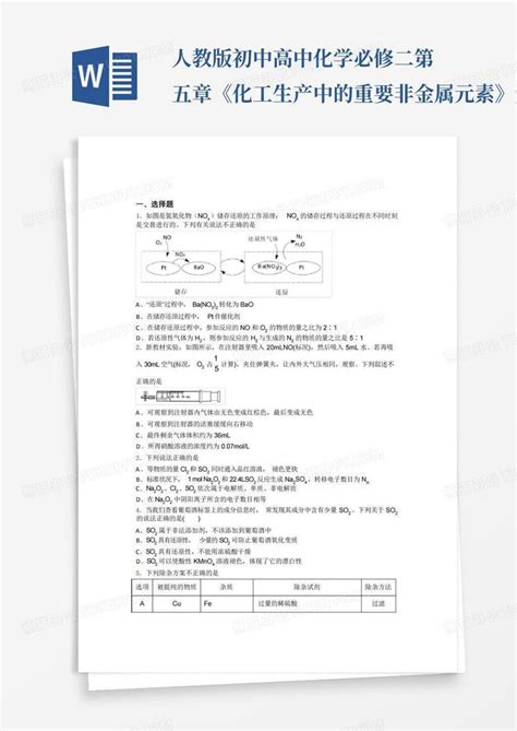 人教版初中高中化学必修二第五章化工生产中的重要非金属元素知识点Word模板下载 编号lrzpngxz 熊猫办公