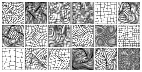 Wireframe Shapes Lined Perspective Mesh D Grid Vector Image