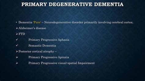 Classification Of Dementiapptx Brain And Nervous System Disorders