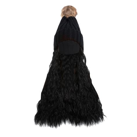 Garenas Headband Wig Human Hair V Part Winter Knitted Hat Wig Hair