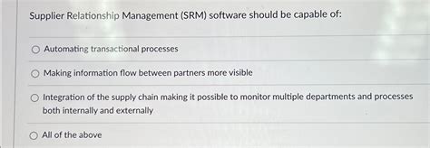 Solved Supplier Relationship Management Srm ﻿software