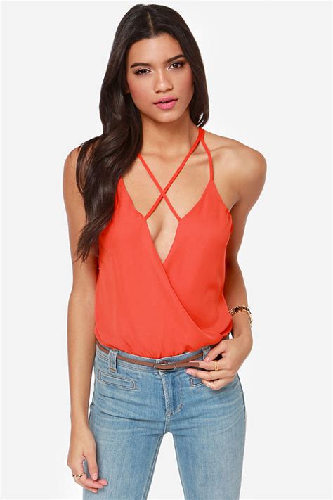 Sexy Orange Bodysuit Backless Bodysuit Orange Top 4200 Lulus