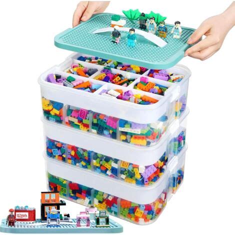 Plastic Storage Box For Lego 3 Layers With Lid Stackable And