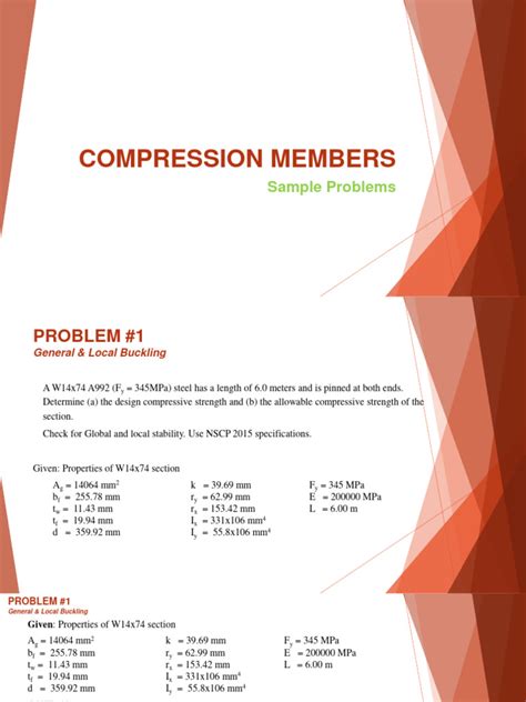 Compression Members Sample Problems Pdf Applied And Interdisciplinary Physics Materials