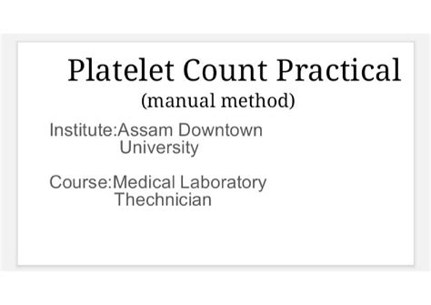 SOLUTION Platelets Count By Manual Method Pathology Practical Studypool