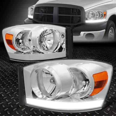 Nuvision For 2006 2009 Dodge Ram Pickup Led Drl Headlight Chrome