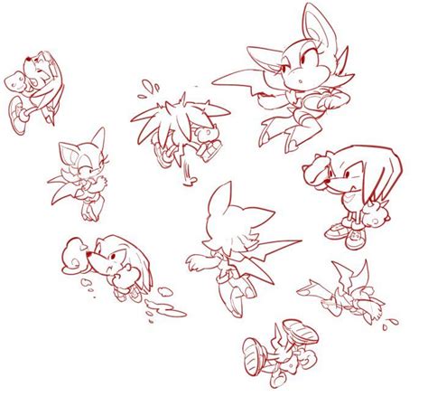 Knuckles The Echidna And Rouge The Bat Chibi Style Sonic