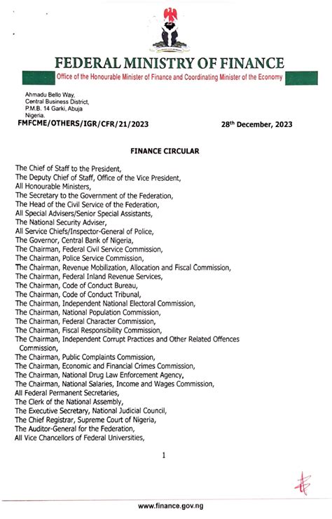 Re Implementation Of Presidential Directives On 50 Automatic