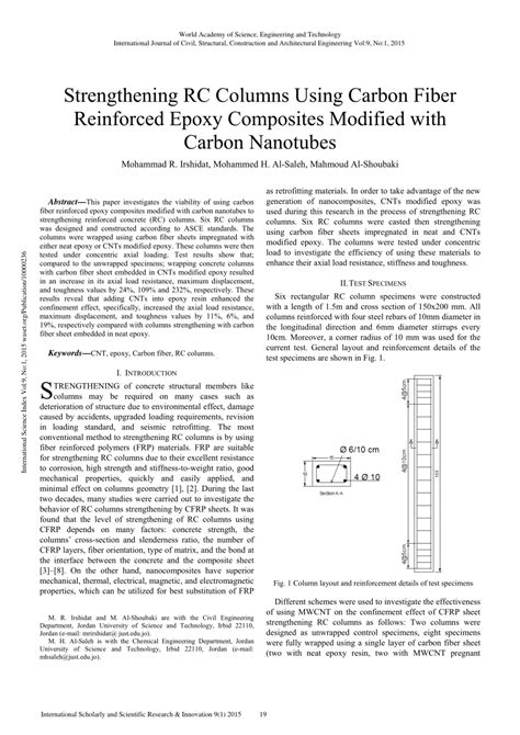 Pdf Strengthening Rc Columns Using Carbon Fiber Reinforced Epoxy Composites Modified With