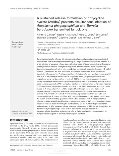 Pdf A Sustained Release Formulation Of Doxycycline Hyclate Atridox