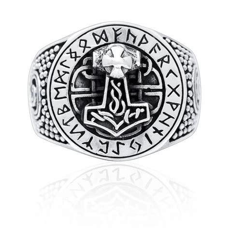 Mjolnir Viking Ring 925 Silver Odins Glory
