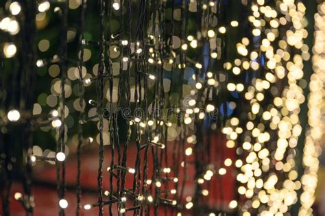 Glittering String Lights With Bokeh Shining Decoration Stock Image