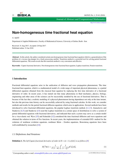 Pdf Non Homogeneous Time Fractional Heat Equation