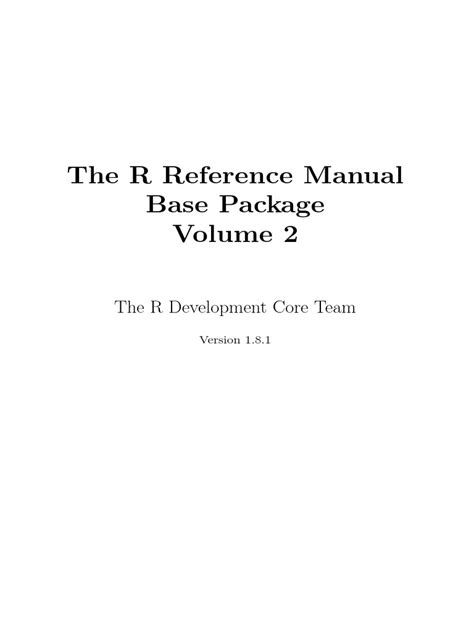 the r development core team r reference manual base package vol 2