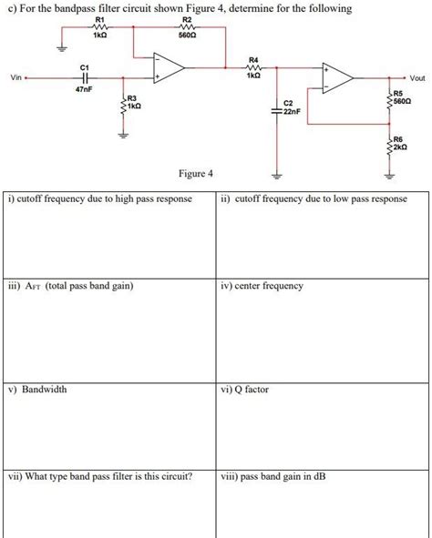 Solved C For The Bandpass Filter Circuit Shown Figure 4 Chegg