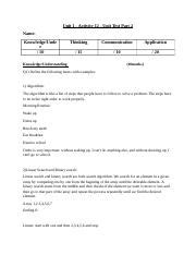 Unit 1 Activity 12 Unit Test Part 2 1 Docx Unit 1 Activity 12 Unit Test Part 2 Name