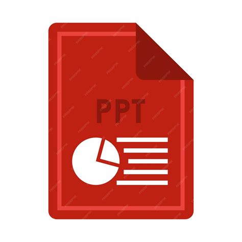 흰색 배경에 고립 된 평면 스타일의 파일 Ppt 아이콘 문서 유형 기호 벡터 일러스트 레이 션 프리미엄 벡터