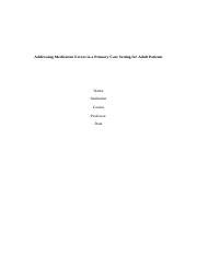 Addressing Medication Errors In A Primary Care Setting For Adult Patients Docx Addressing