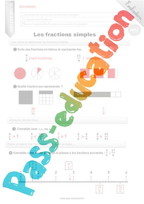 Lire écrire Et Représenter Les Fractions Simples Cm2 Evaluation Bilan Cycle 3 Pdf à
