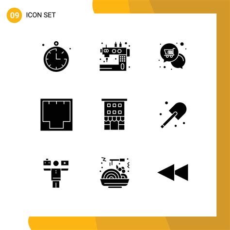 Set Of 9 Modern Ui Icons Symbols Signs For Port Internet Mail Ethernet