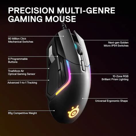 Steelseries Rival 5 Wired Optical Gaming Mouse With Rgb Lighting Wired Black 62551 Best Buy
