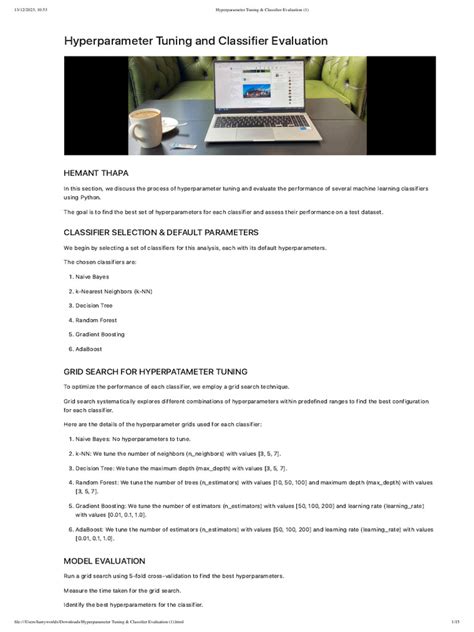 hyperparameter tuning and classifier evaluation 1730943018 pdf