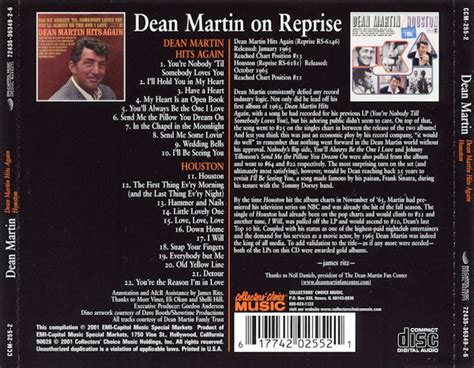 Buy Dean Martin Dean Martin Hits Again And Houston Cd Album Comp