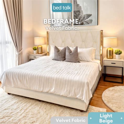 🎁 Free Install 🎁 Bedtalk Melia Bedframe Soft Velvet Queen And King