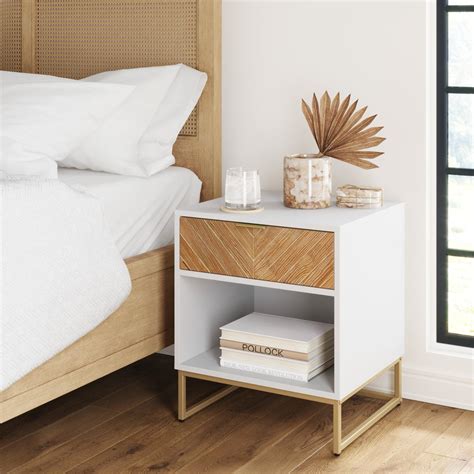 Kensi Farmhouse White Nightstand Open Cubby And Drawer Nathan James