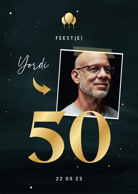 Uitnodiging Feestje Met Foto En Goudfolie Kaartje2go