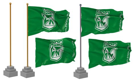 Atletico Nacional SA Football Club Flag Waving Different Style With Stand Pole Isolated D