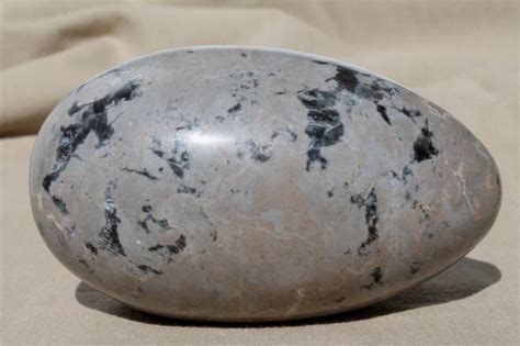 Huge Natural Stone Egg Paperweight Or Door Stop Granite Grey Marble