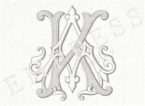 Vintage Double Ak Ka Wedding Monogram