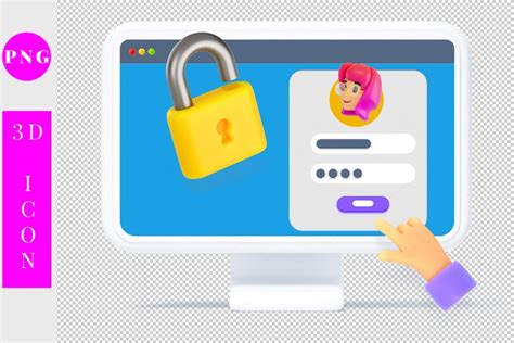 3d Cartoon Computer Lock And Password Png