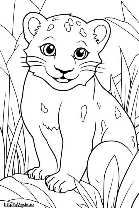 Snow Leopard Kawaii Coloring Page
