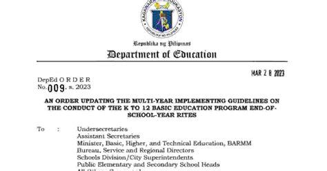 Implementing Guidelines On The Conduct Of The K To 12 Basic Education